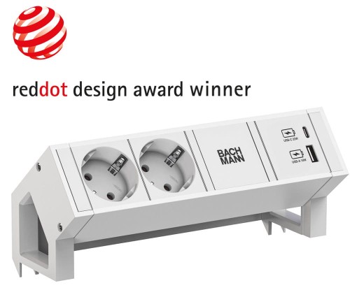 BACHMANN DESK 2 listwa zasilająca 2x230V Schuko + USB A/C BIAŁY - DAC TER